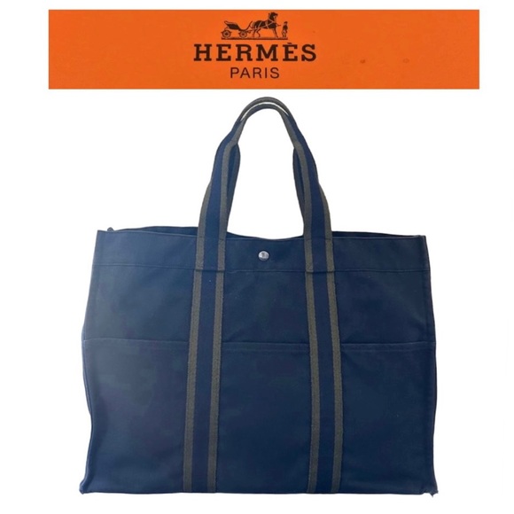 Hermes | Bags | Hermes Large Blue Canvas Tote | Poshmark